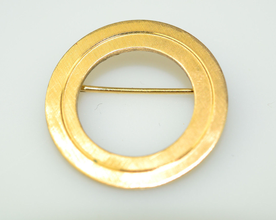 VINTAGE CCC 12K GOLD FILLED 1 INCH CIRCLE PIN WITH BRUSHED FINISH | eBay