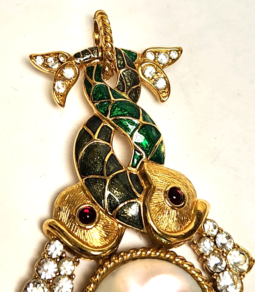 Limited Edition 1998 Trifari Zodiac Pisces Iridescent Enamel Double ...