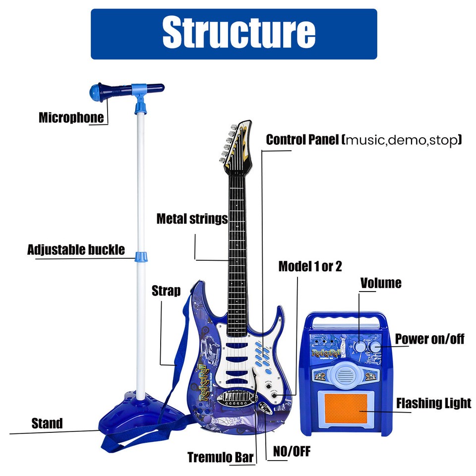 Kids Karaoke Microphone Guitar Musical Set Kids Electric Guitar ...