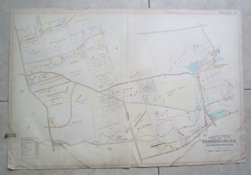 Old Antique 1900 PENNSYLVANIA RAILROAD MAP - Overbrook to Malvern ...