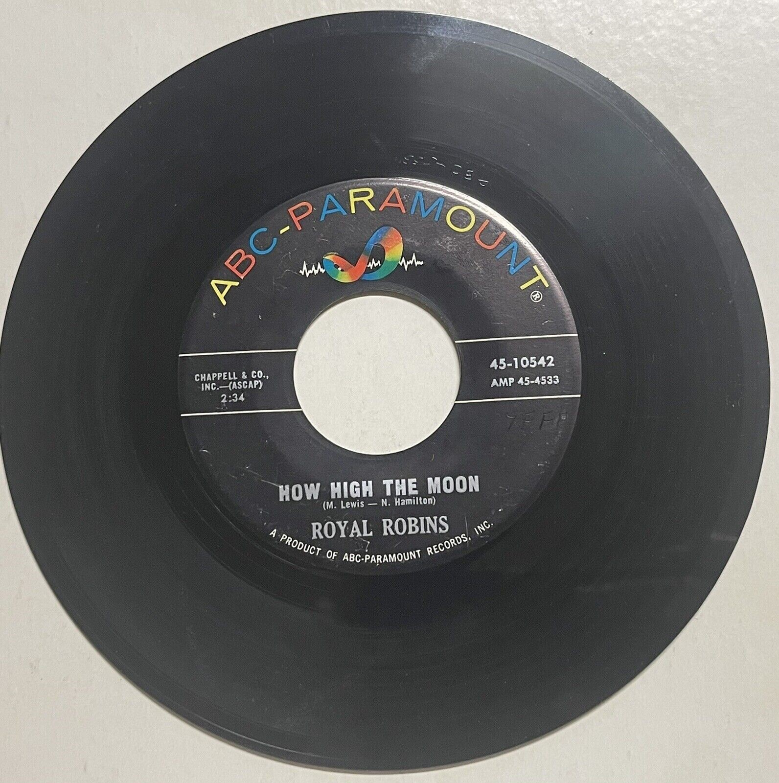 Royal Robins 1964 DOO WOP SOUL 45 How High The Moon ABC STOCK Copy Mint ...