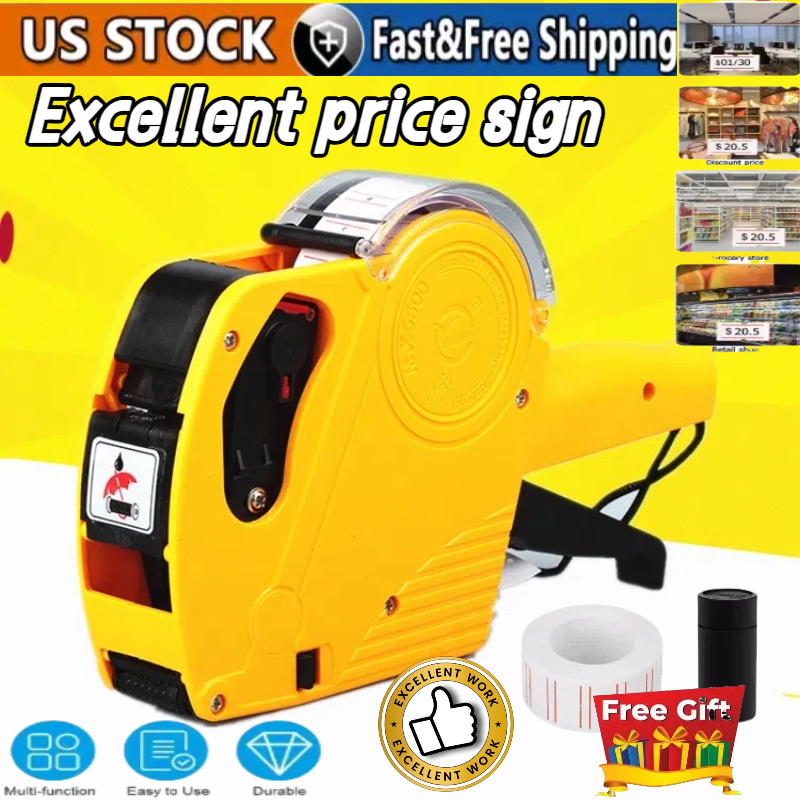 Labeling Machine 8 Digit Price Tag Gun With 600 Sticker Labels & 1 Ink ...