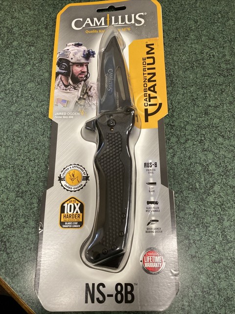 Camillus Ns-8b Linerlock Black Folding Aus-8 Stainless Pocket Knife ...