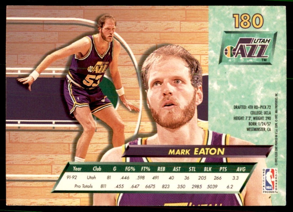 1992-93 Ultra Fleer Mark Eaton Basketball Cards #180 | eBay