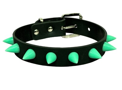 Green Glow in Dark Neon Spike Collar Choker Necklace Silicone Rubber ...