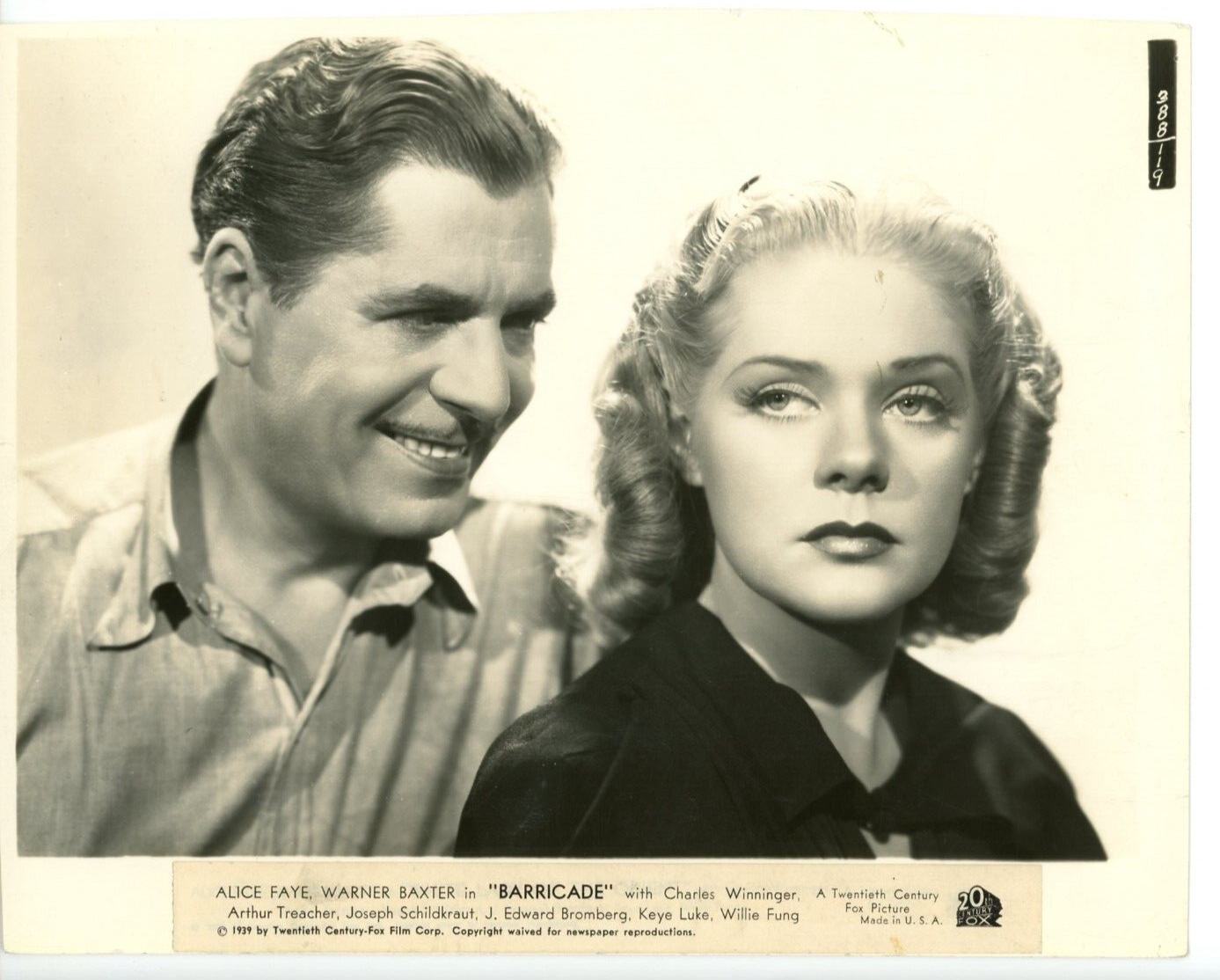 Vintage 8x10 Photo Barricade 1939 Alice Faye Warner Baxter Arthur Treacher | eBay