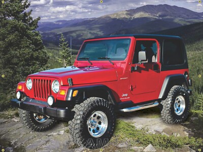 2003 JEEP WRANGLER SPORT RED OUTDOOR MOUNTAIN SCENE BANNER SIGN MURAL ...
