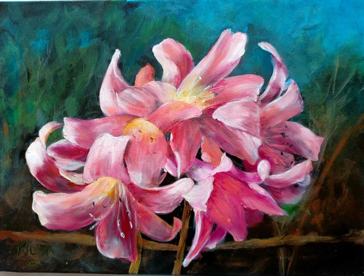 Pink Lily Flower Painting
