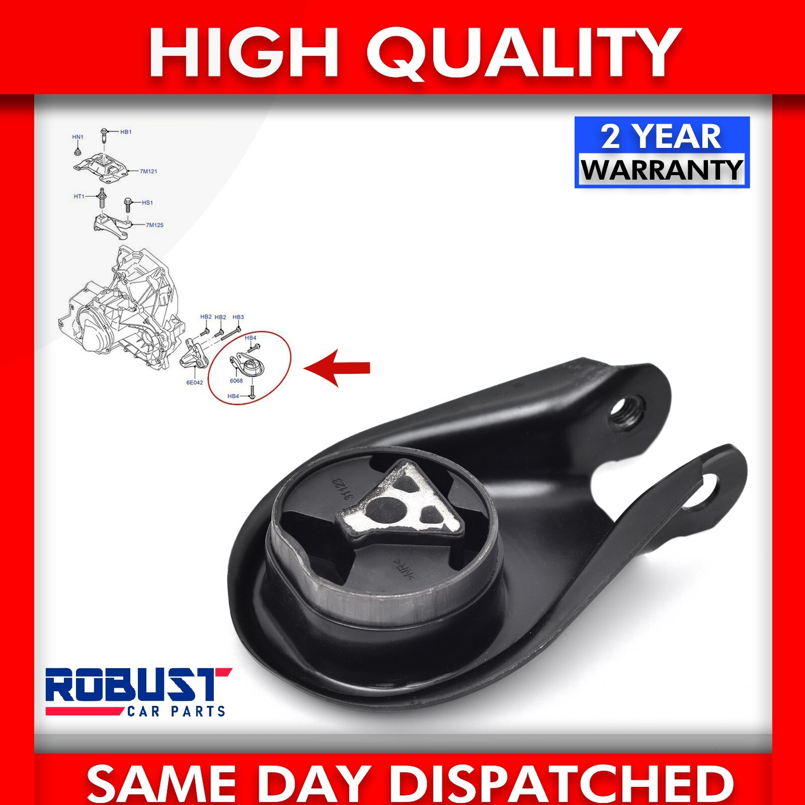REAR ENGINE MOUNTING FOR FORD FOCUS MK2 MK3 C-MAX KUGA 3M51-6P082-AD ...