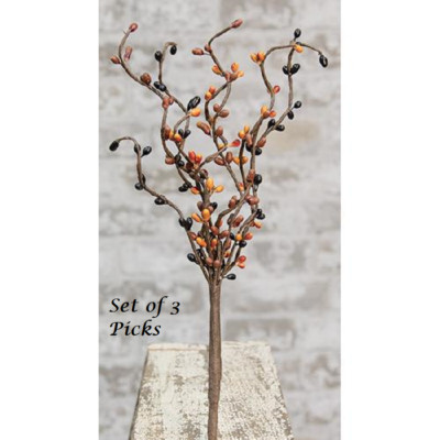 NEW Pip Berry Picks Stems 3pc Black Rust Orange Primitive Mix 12 ...
