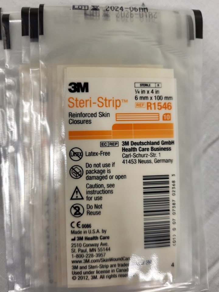3M Steri-Strip reinforced Skin Closures - 1/4" x 4" 6 pack of 36 single ...