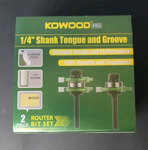 Kowood Pro Router Bit Set - Tongue & Groove Set 2 Pieces 1/4" Shank ...