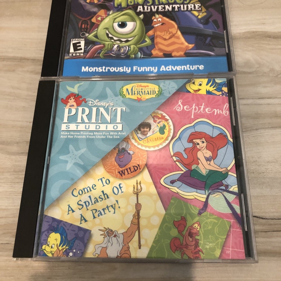 DISNEY PC Game LOT Monstrous Adventure Monsters Little Mermaid Print ...