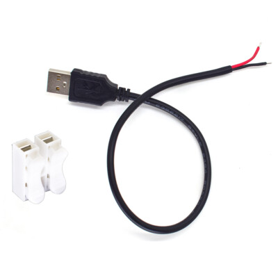 0.3M/1FT USB Male to Bare Wire Cable 20AWG 5A USB2.0 2pin DIY Pigtail ...