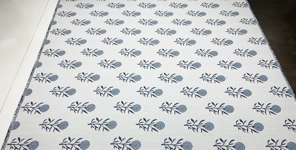 BALLARD DESIGNS FLORAL CORNFLOWER BLUE SUNBRELLA PERFORMANCE FABRIC BY ...