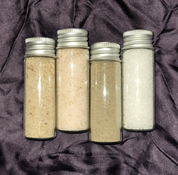 Witchcraft Supplies/ Ingredients- 4 Piece Salt Set (Red, Pink, Black ...