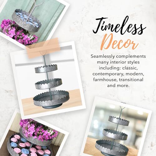 Rustic Galvanized 3-Tier Round Display Stand | Tiered Heart Cupcake ...