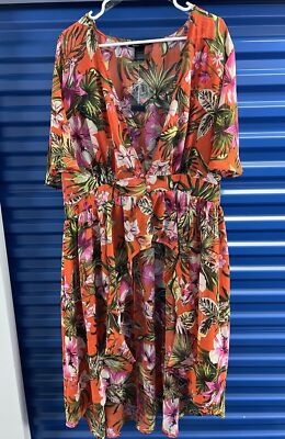 Ashley Stewart Tropical Sheer Drama Hi Low Duster Top - Size 18/20 | eBay
