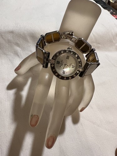 Marcel Drucker Sterling Silver Tigers Eye Jeweled Wristwatch Watch | eBay