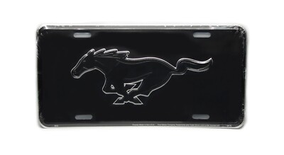 FORD MUSTANG EMBLEM BLACK GROUND 3D EMBOSSED METAL CAR NOVELTY LICENSE ...
