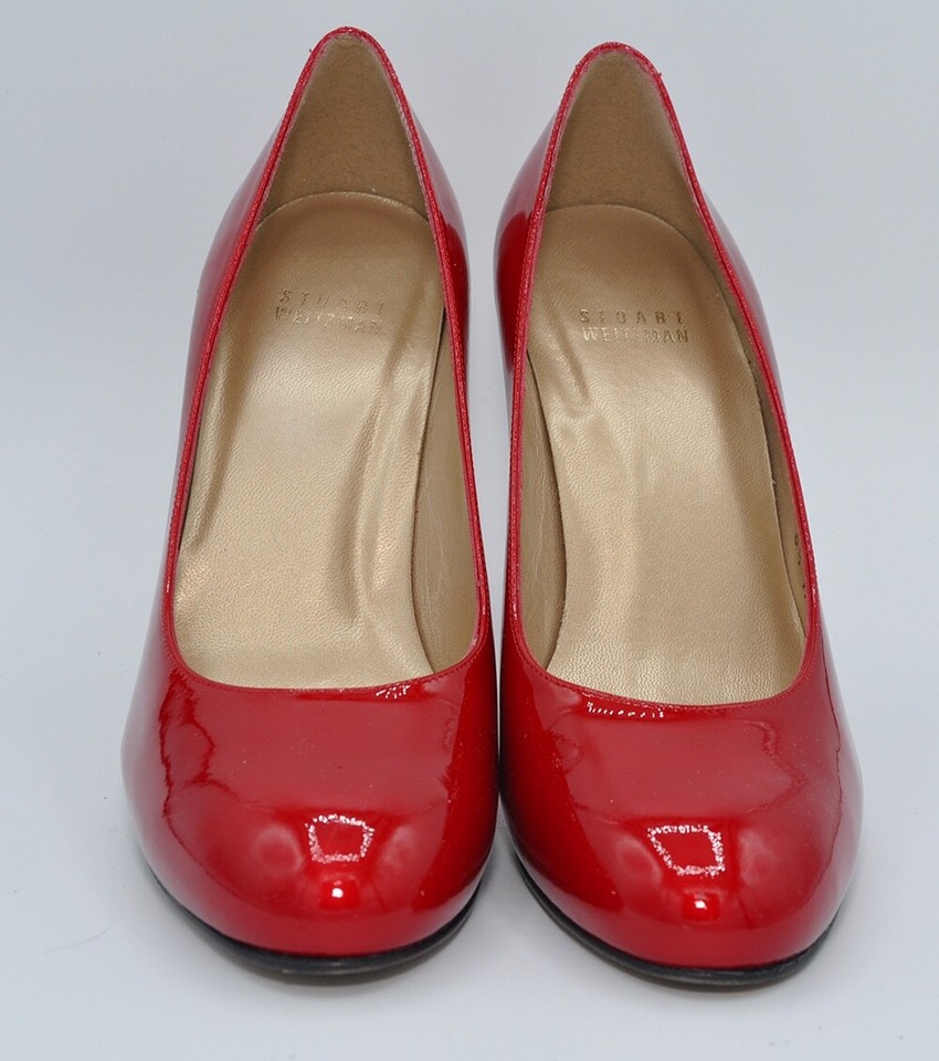 Stuart Weitzman Sexy Red Patent Leather Stiletto Pumps 4" Heels - SZ 6. ...