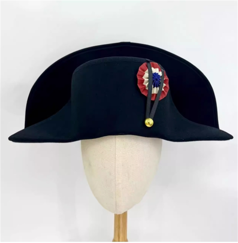 Napoleon French Admiral Captains Bicorne Hat Woolen Cosplay Black Cap ...