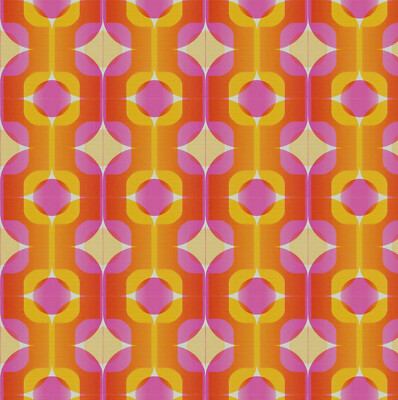 Doll House Wallpaper 1/12th 1/24th scale 60's 70's orange Quality Paper ...
