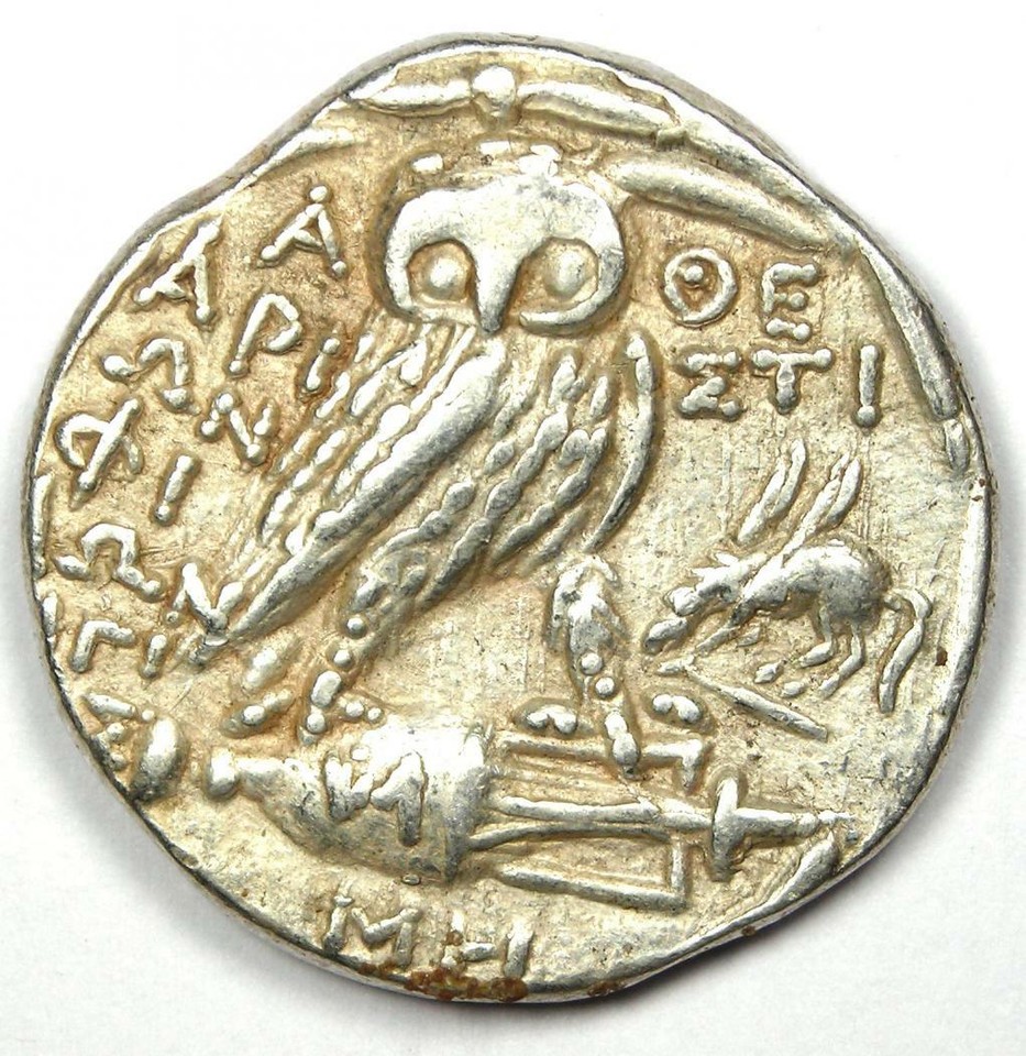 Athens Greece Athena Owl Tetradrachm Coin (129 BC, New Style) - Good VF ...
