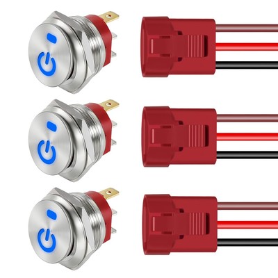 3 Pack ON Off Round Rocker Switches with Wire Socket 3 Pin 12V AC/DC ...