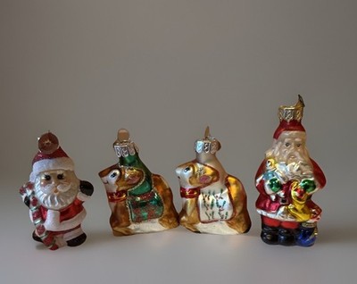 VTG 4 Blown glass Christmas ornaments Set/Lot Christopher Radko/Thomas ...