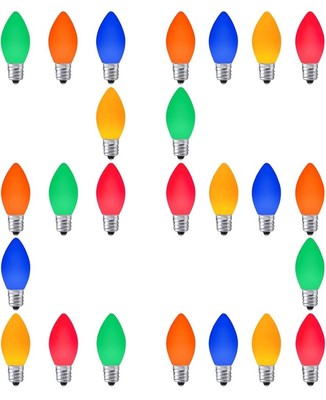 25 Pack C7 LED Multicolor Replacement Christmas Light E12 Candelabra ...