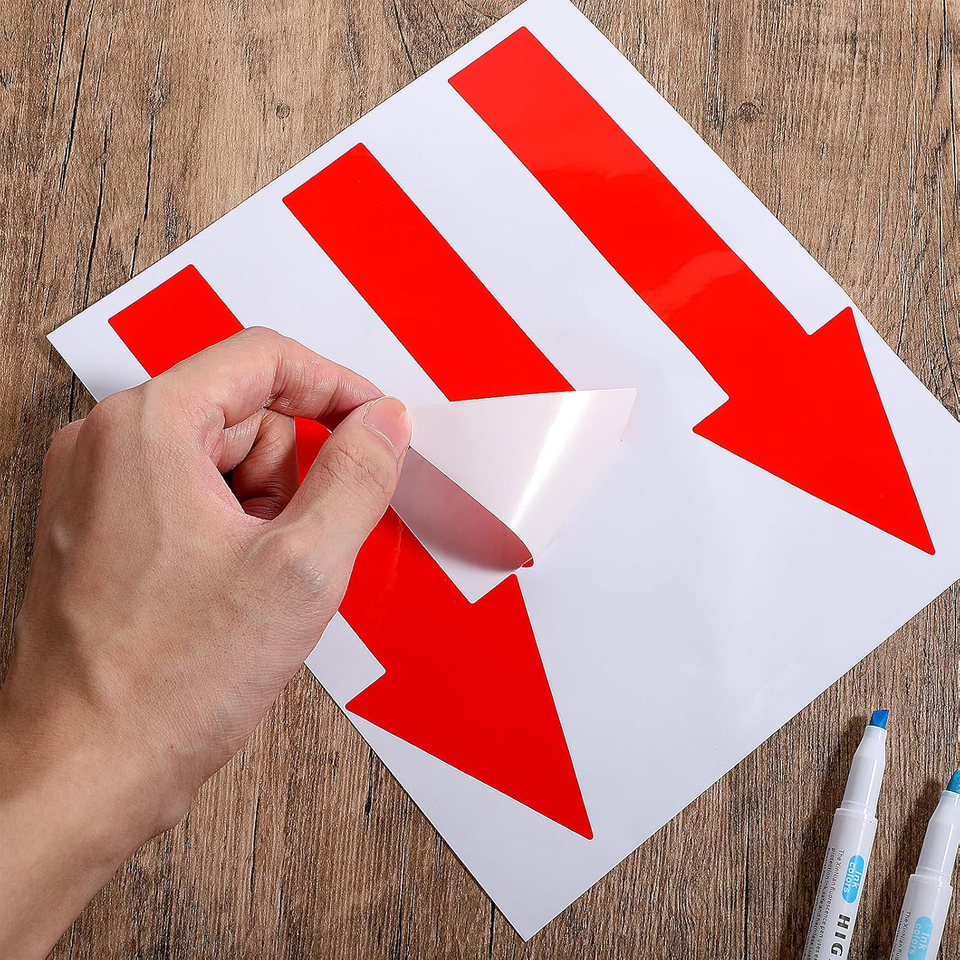 9 Pcs Waterproof Red Arrow Stickers for Directional Signage and Marking ...