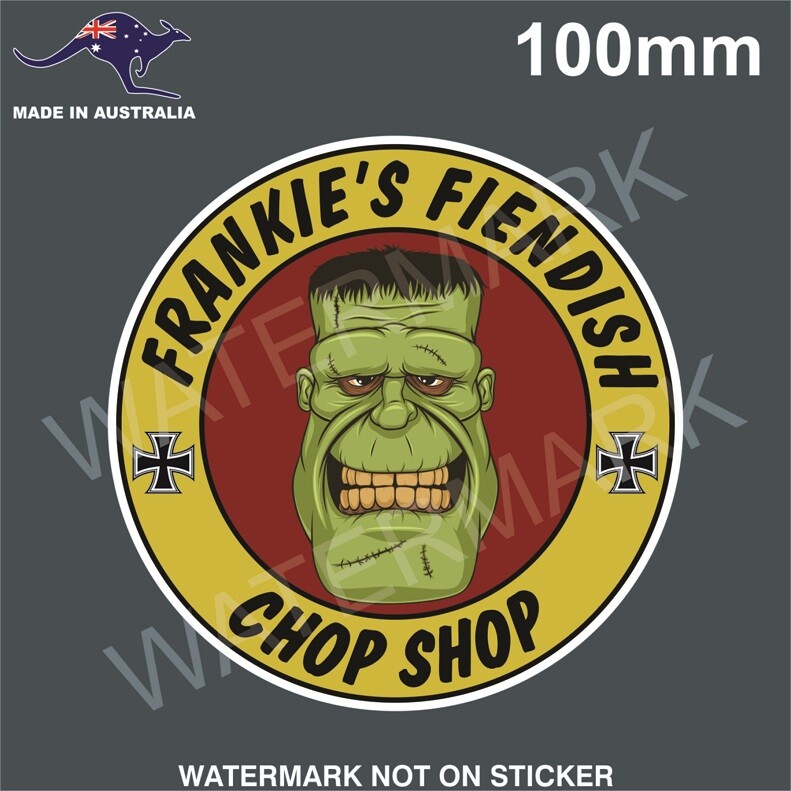 FRANKENSTEIN CHOP SHOP STICKER RETRO VINTAGE PETROLEUM OIL HOT ROD ...
