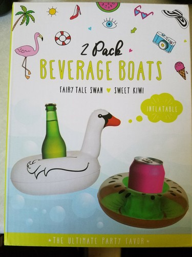 NEW 2-Pack Inflatable Pool Party Beverage Boats Swan & Kiwi Drink ...