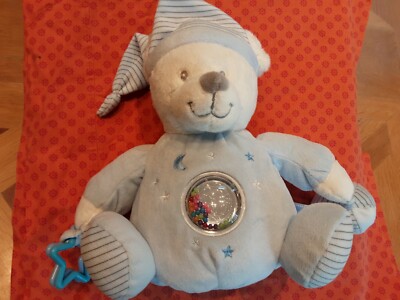 Doudou ours d activités bleu blanc rayé 24 max ET SAX kom9 | eBay