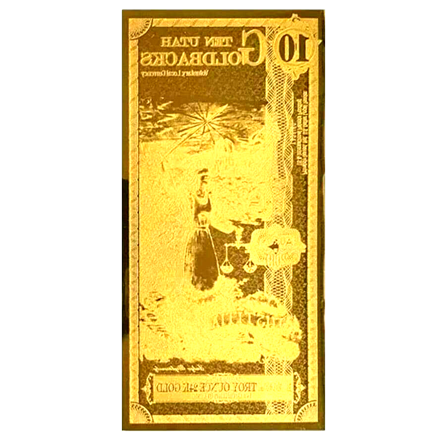 10 UTAH GOLDBACK AURUM 24KT GOLD FOIL NOTE BU 1/100 OZ .999 FINE GOLD ...