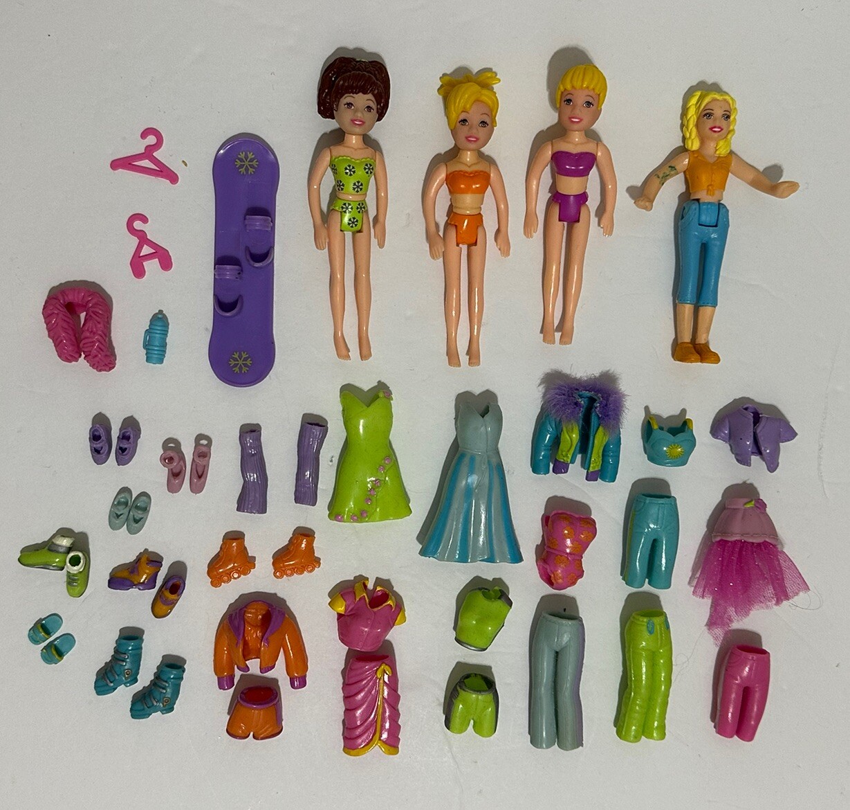 Vintage 2000s Mattel Polly Pocket Lot 44pcs dolls shoes snowboard ...