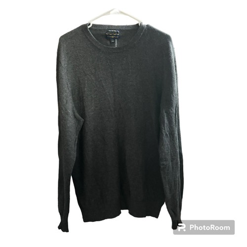Club Room Sweater Mens Large Gray Cashmere Luxury Long Sleeve Crew Flaw ...