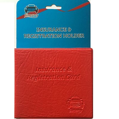 Red AUTO CAR INSURANCE REGISTRATION HOLDER WALLET 5.25x4.6"Embossed ...