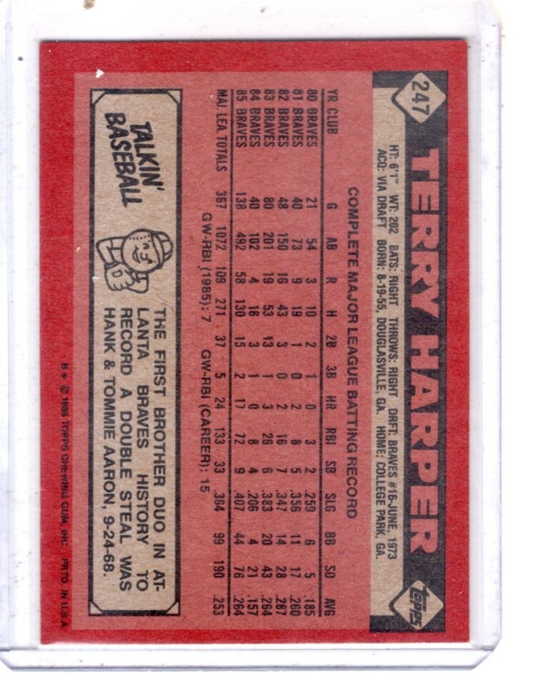 1986 Topps - #247 Terry Harper for sale online | eBay