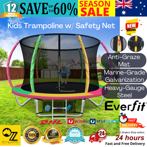 8FT Trampoline Round Safety Net Pad Steel Frame Trampolines Kid ...