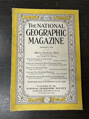 Vintage January 1936 National Geographic Journal Magazine Paperback ...