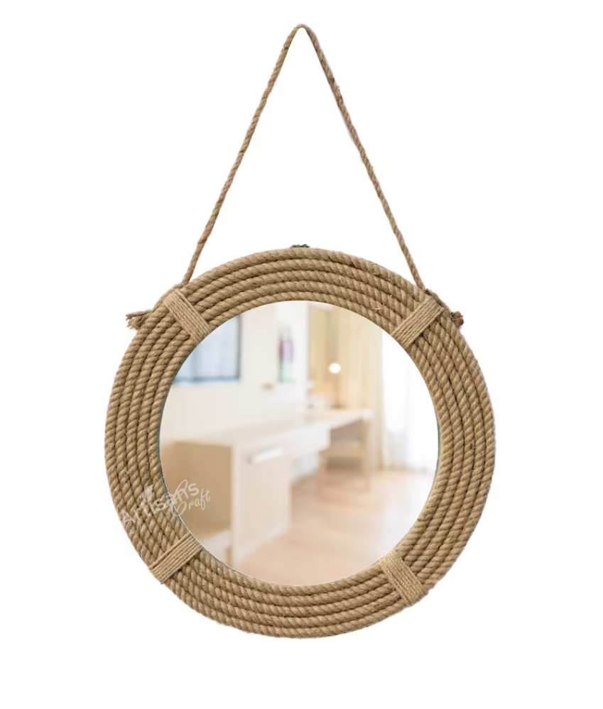 Nautical Coastal Round Rope Mirror | Home Decor Large Wall Hanging Rope ...