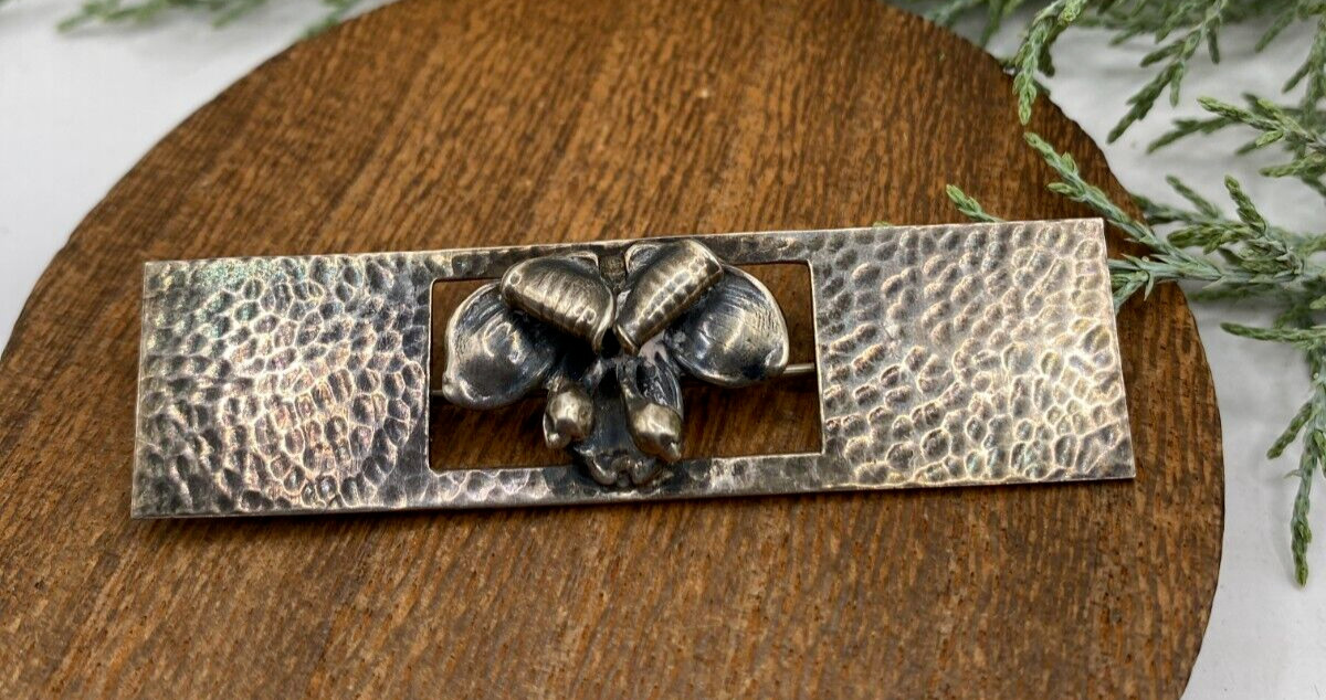 Vintage Mexican hammered sterling silver fuchsia flo… - Gem