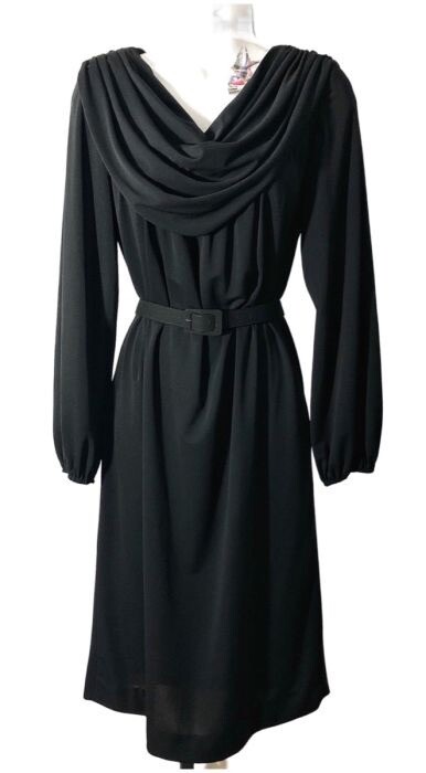 80s Halston III Black Cowl Neck Vintage Designer Dress | eBay