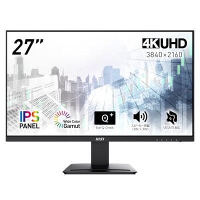 MSI Monitor PRO MP273U 27 inch/4K UHD/IPS 60Hz/4ms GTG HDR/HDMI 2.0b ...