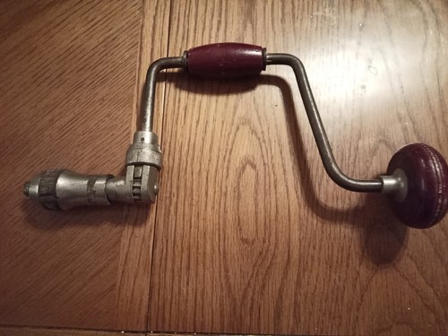 HAND TOOL RATCHETING BRACE DRILL WOOD HANDLES WOODWORKING 10" Tested ...