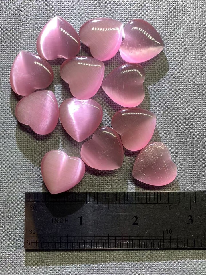 1pcs Pink Cat's Eye Quartz Crystal Heart Carved Skull Love Reiki ...