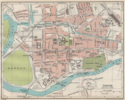 CHESTER. Vintage town city map plan. Cheshire 1930 old vintage chart ...
