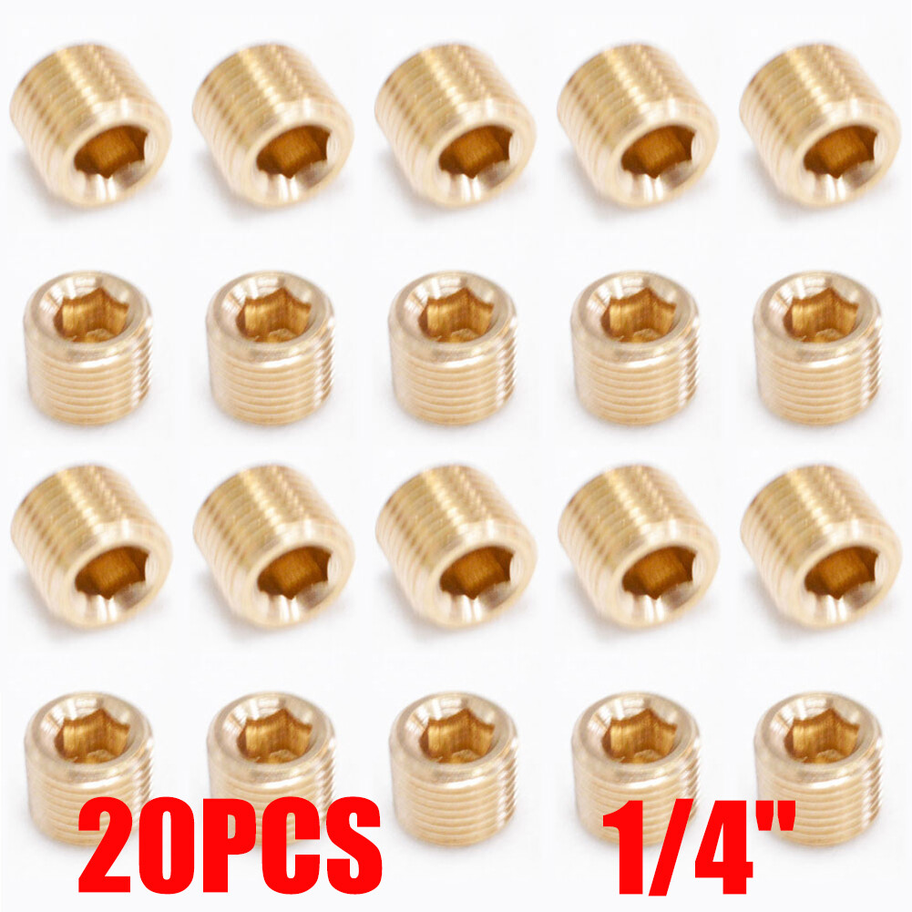 20Pcs Brass Pipe Plug 1/4" NPT Male Thread Hex Internal Head Socket ...